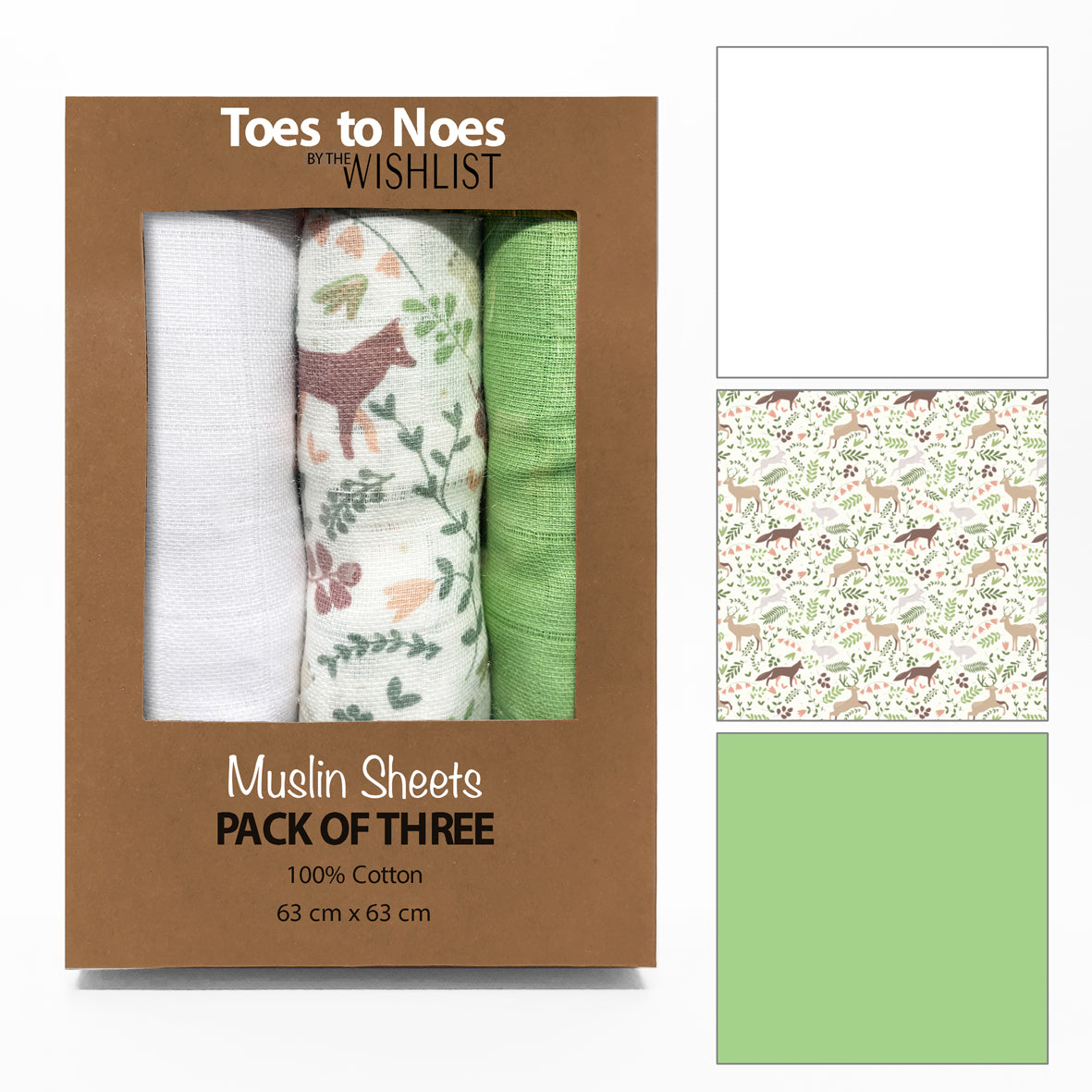 Muslin Sheets (pack of 3 - 63x63cm) – The Wishlist